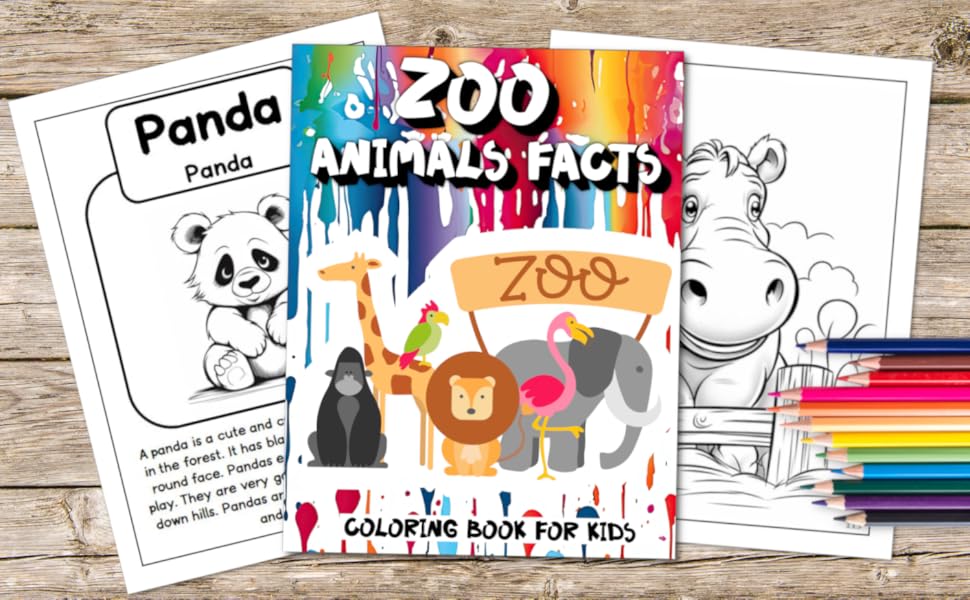 Zoo Animals Facts Coloring Book for Kids: Learn Fun Facts and coloring ...