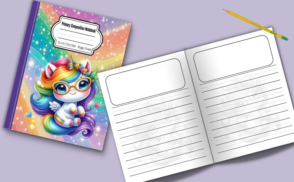Amazon.com: Primary Composition Notebook: Cute Rainbow Unicorn Theme: Draw and Write Journal ...