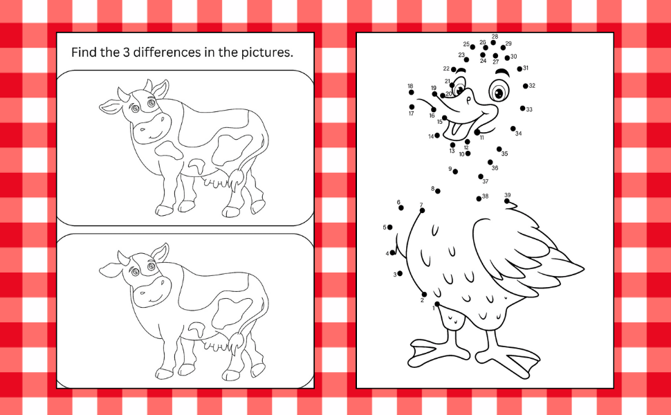 Farm Animals Coloring Book for Kids: Coloring and Activity Book (Dot to ...
