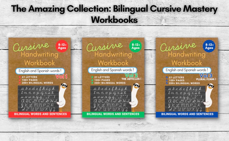 Cursive Handwriting Workbook Vol 2, English and Spanish Words: 2 in 1 ...
