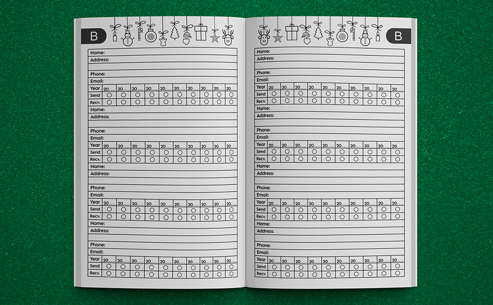 Christmas Card Address Book: Ten Years Record Book And Tracker For ...