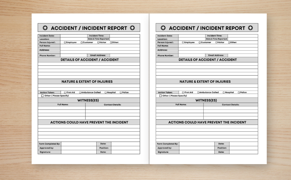 Accident Report Book: HSE Compliant Accident & Incident Record Logbook, Record All Incident In ...