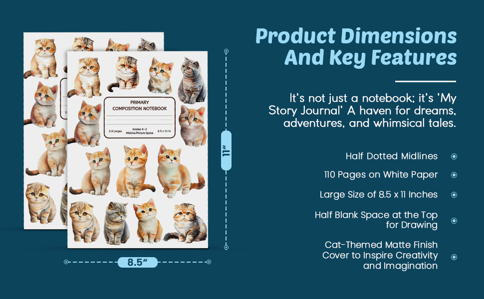 Amazon.com: Primary Composition Notebook: Cat Lover, Dotted Midlines and Picture Space ...