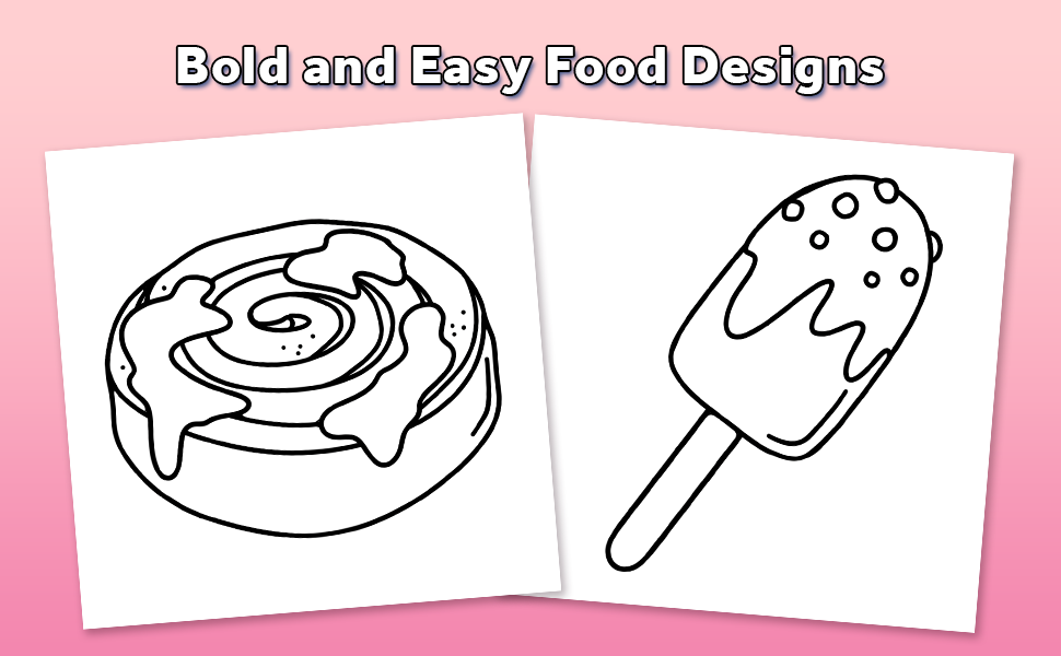Amazon.com: Cute & Sweet Coloring Book: Bold, Easy, and Simple Food ...
