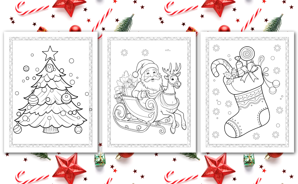 Christmas Coloring Book For Kids: This Coloring Book Features 50+ Very ...
