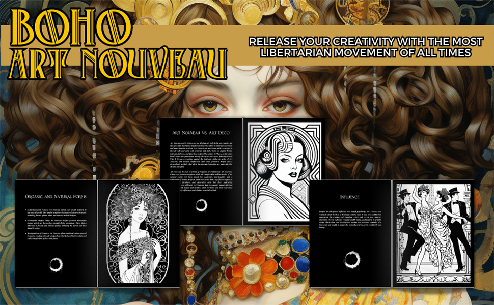 Amazon.com: Boho Art Nouveau Coloring Book inspired by art inspired by ...