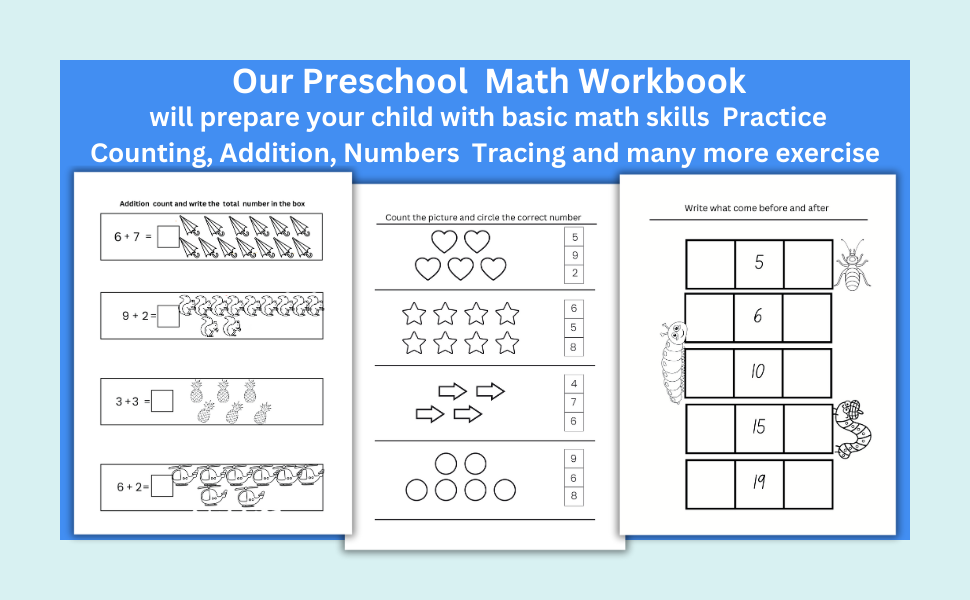 Amazon.com: Preschool Math Workbook: Number Tracing, Addition, Dot to ...