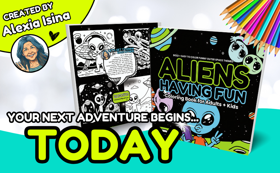 Amazon.com: Aliens Having Fun Coloring Book for Adults + Kids: Bold and ...