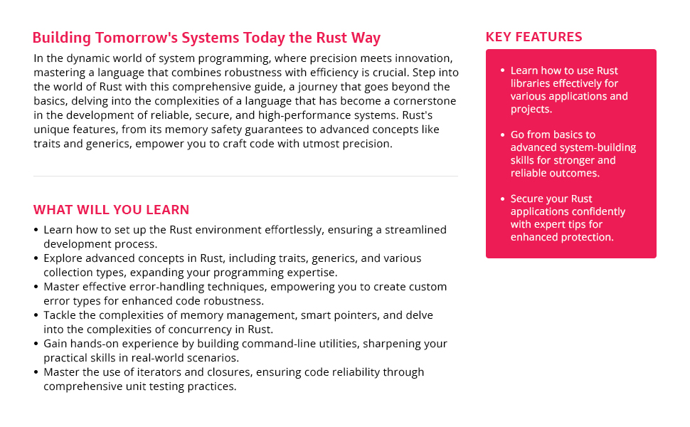 Amazon.fr - Ultimate Rust for Systems Programming: Master Core ...