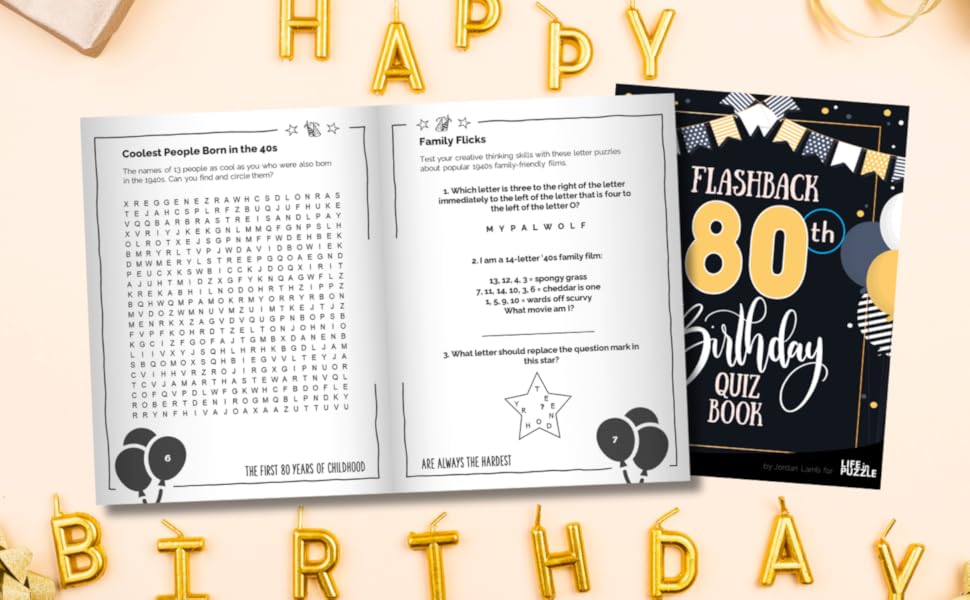 Flashback 80th Birthday Quiz Book: Turning 80 Humor and Mixed Puzzles for Adults Born in the ...
