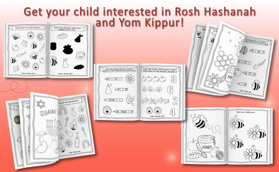 Rosh Hashanah And Yom Kippur Activity Book For Kids: Coloring Pages ...
