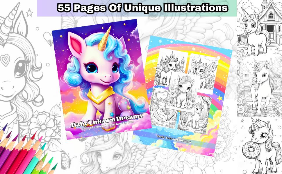 Baby Unicorn Dreams: A Magical Unicorn Coloring Book For Kids: Colors ...
