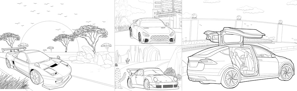 Sports Car Coloring Book: Muscle Cars, Supercars, and More for Car ...
