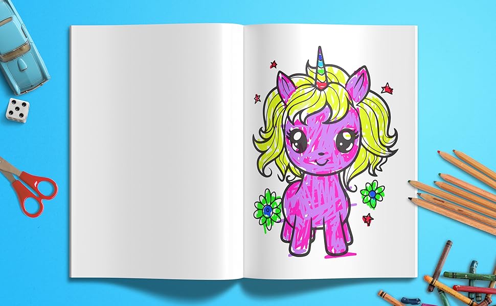 Cute Unicorns Colouring Book for Kids: 50 Magical Unicorns. Big, Fun ...