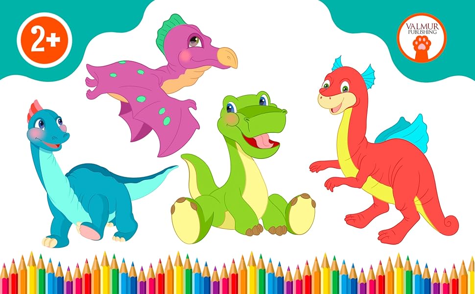 Dinosaur Coloring Book: 60 Big Unique Coloring Pages For Kids ...