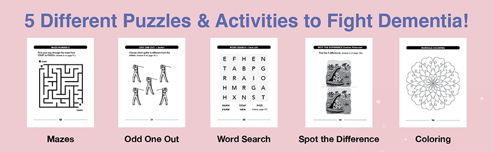 Amazon.com: Large Print Easy & Relaxing Activity Book for Seniors with Dementia: 100 Puzzles and ...