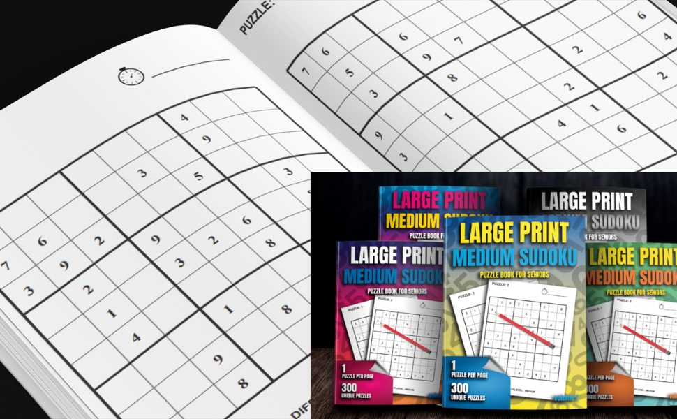 Large Print Medium Sudoku Puzzle Book For Seniors: Volume 3 - 300 ...