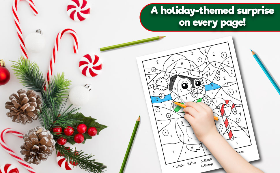 Christmas Color by Number: Festive Coloring Fun : Holiday Coloring ...