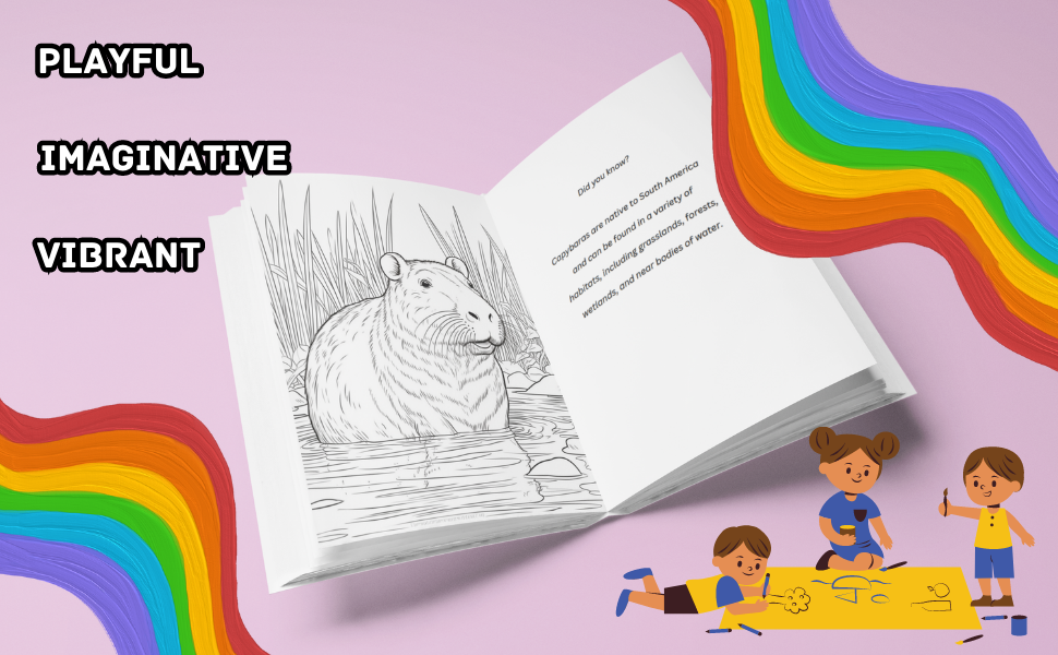 Capybara Colors: Fun Facts & Coloring Book: Discover the World of ...