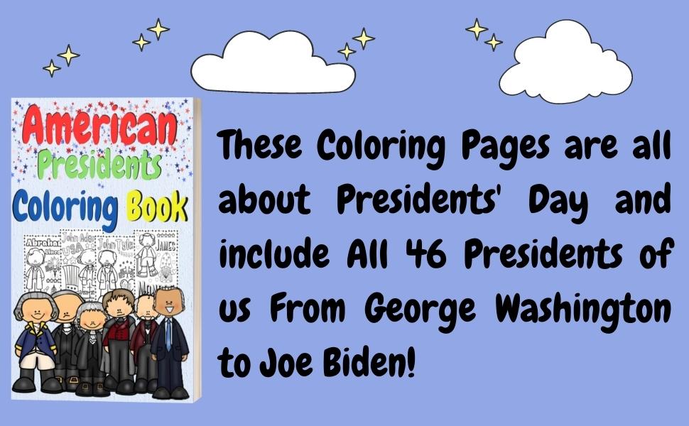American Presidents Coloring Book: Unated State presidents, President's ...