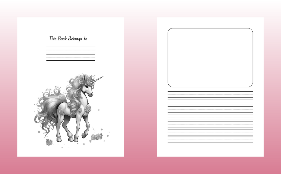 Amazon.com: Primary Composition Notebook K-2 with Picture Space: Cute Pink Unicorn, Primary ...