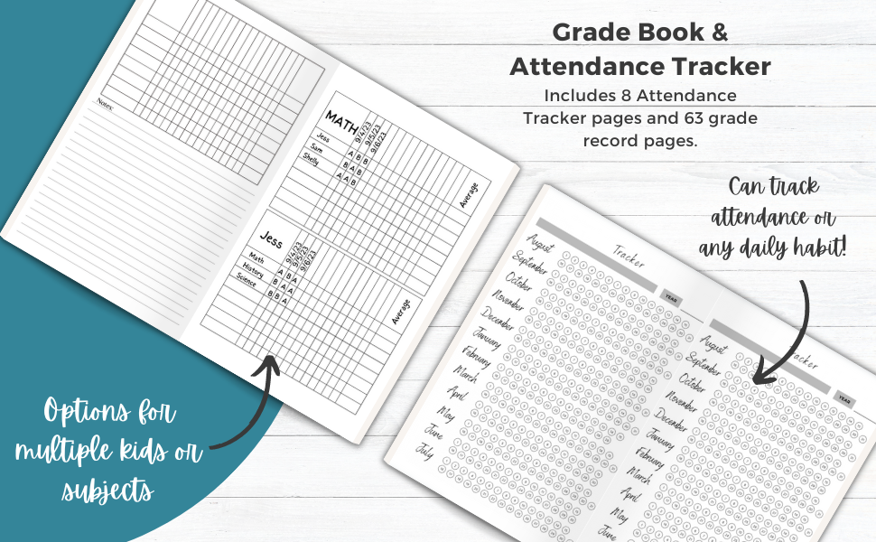 Homeschool Gradebook and Attendance Tracker: Customizable records for ...
