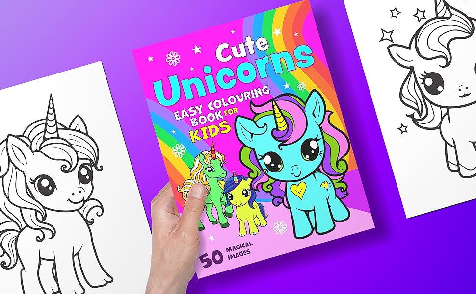 Cute Unicorns Colouring Book for Kids: 50 Magical Unicorns. Big, Fun ...