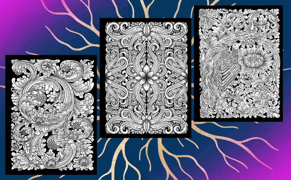 Amazon.com: Amazing Patterns Coloring Book for Adults: Black Background Mindful Patterns, Adult ...