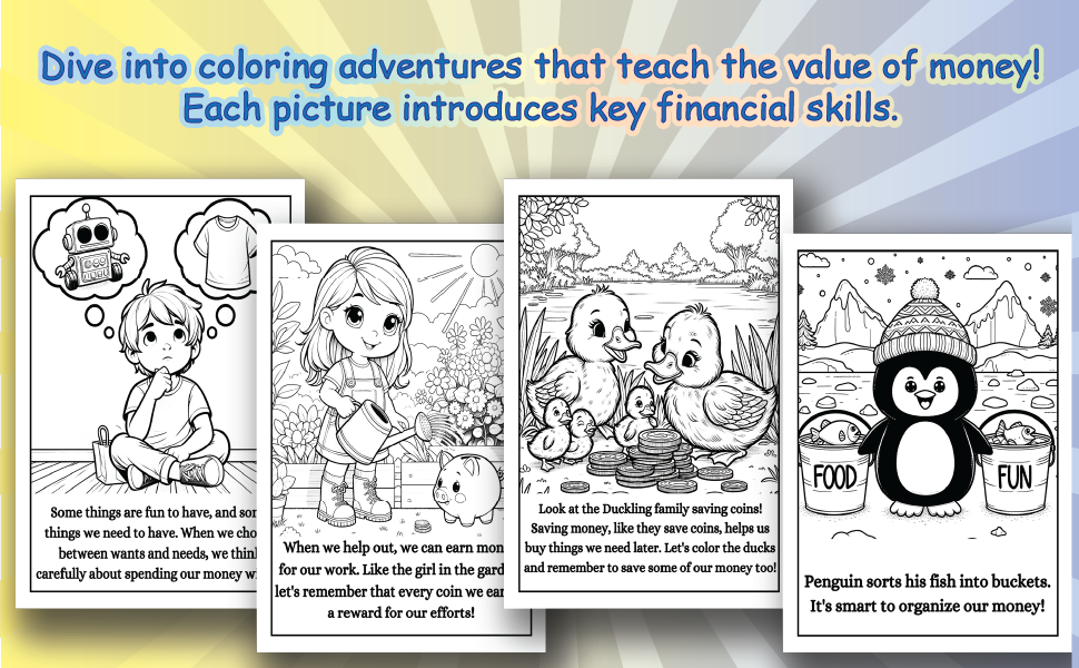 Financial Education Coloring Book For Kids: Teaching Kids About Finance ...