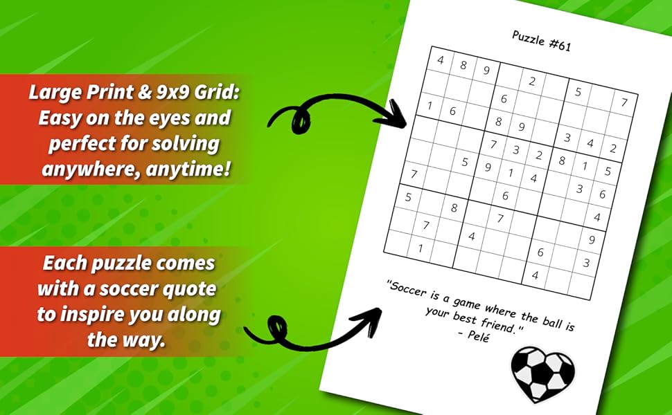 Soccer Themed Sudoku: 100 Easy Puzzles with Solutions. Travel Size ...
