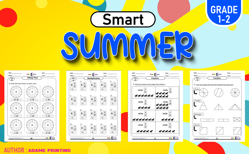 Smart Summer Math Workbook grade 1-2: 100 day of Math - Math workbook ...