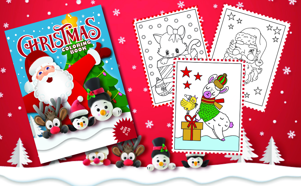 Christmas Coloring Book for Kids: 50+ Super Cute, Big and Easy Designs ...