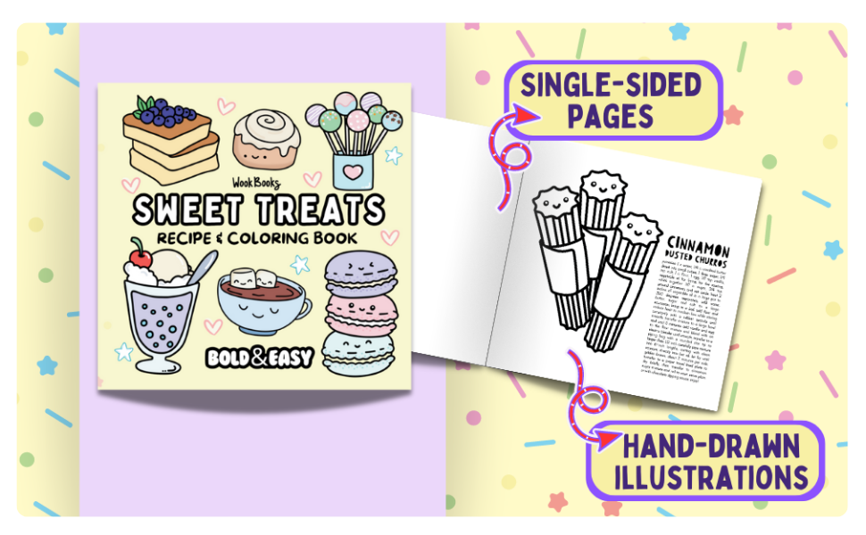 Bold and Easy Sweet Treats Recipe and Coloring Book: Big and Simple ...