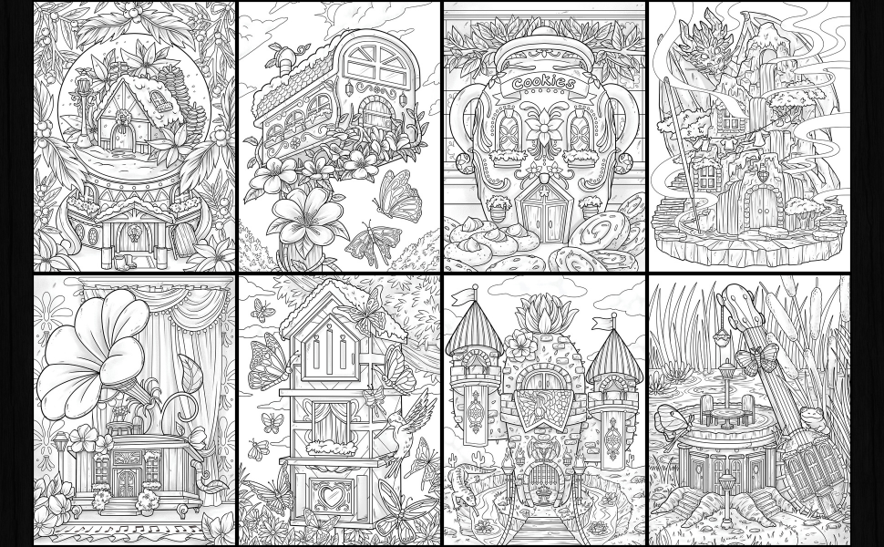Amazon.com: Fairy Homes Coloring Book: For Adults with Fantasy Designs ...