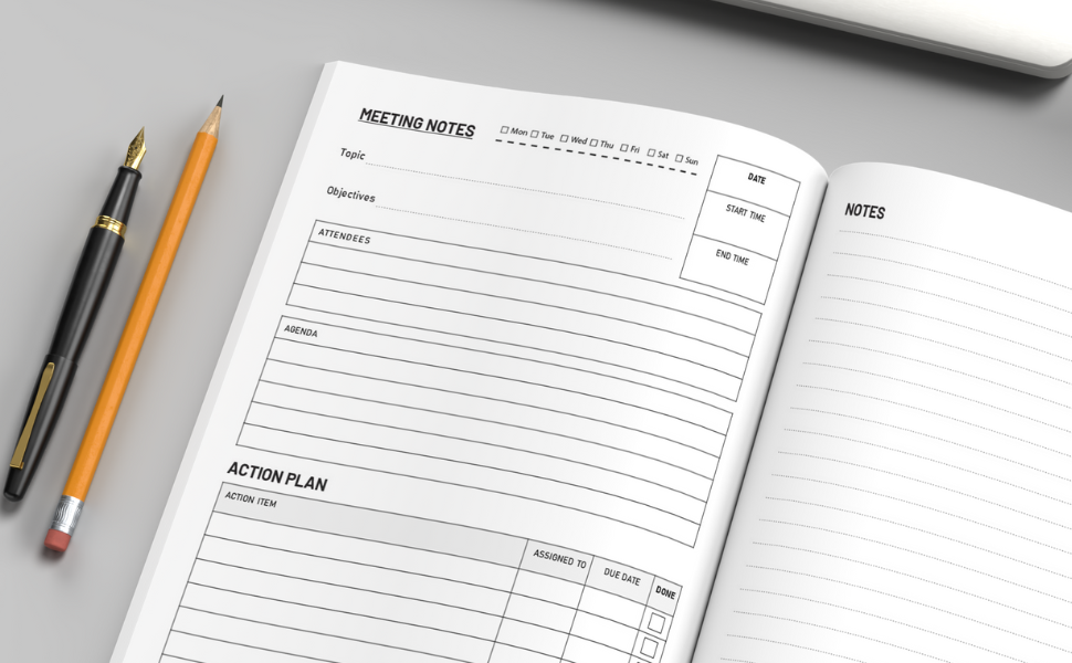 Meeting Notebook: for Work with Action Items, Attendees, Notes and ...