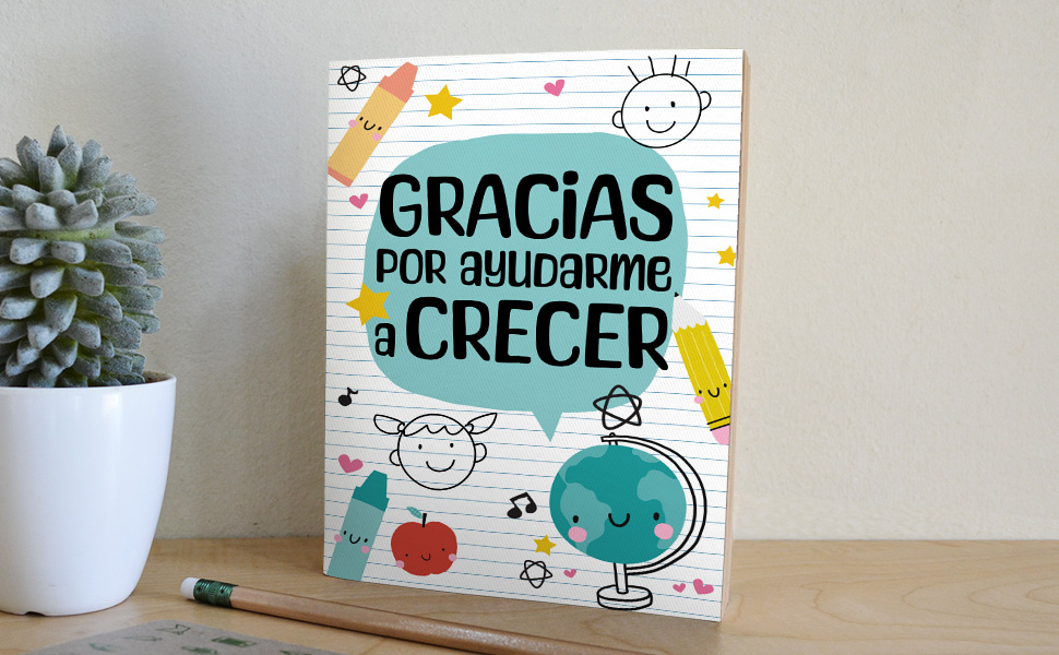 Amazon.com: Gracias por ayudarme a crecer: Regalo original para profe y maestras para fin de ...