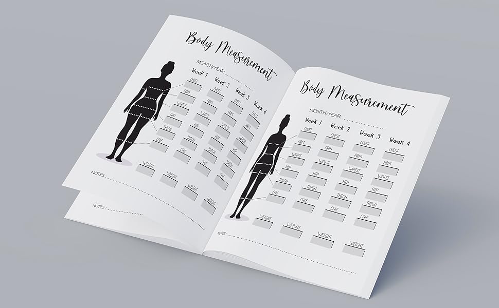 Body Measurement Tracker Book: Weekly Body Measurement Chart for Women ...
