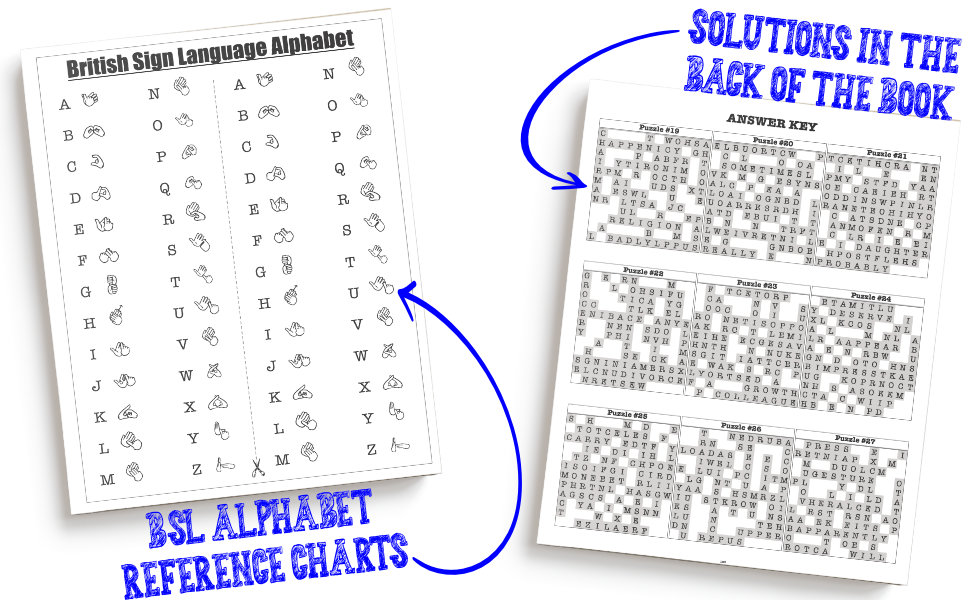 BSL Word Search - 100 British Sign Language Puzzles With Solutions Vol ...