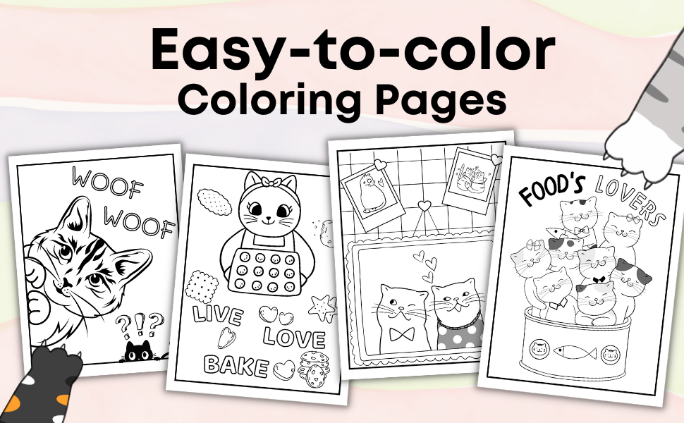 Cute Cats Coloring Book for Kids: A Big Easy Adorable Cats and Kittens ...