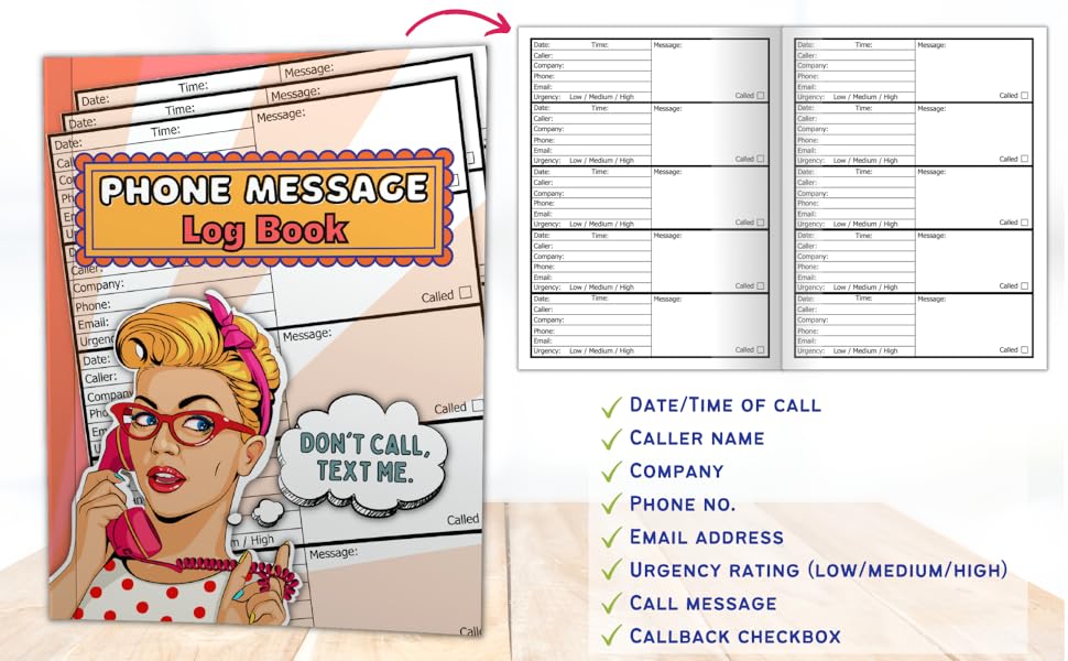 Phone Message Log Book: Don't Call, Text Me - Vintage Follow Up ...