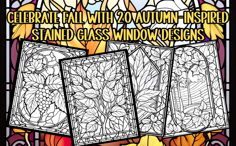 Amazon.com: Stained Glass Autumn Adult Coloring Book: Celebrate Fall ...