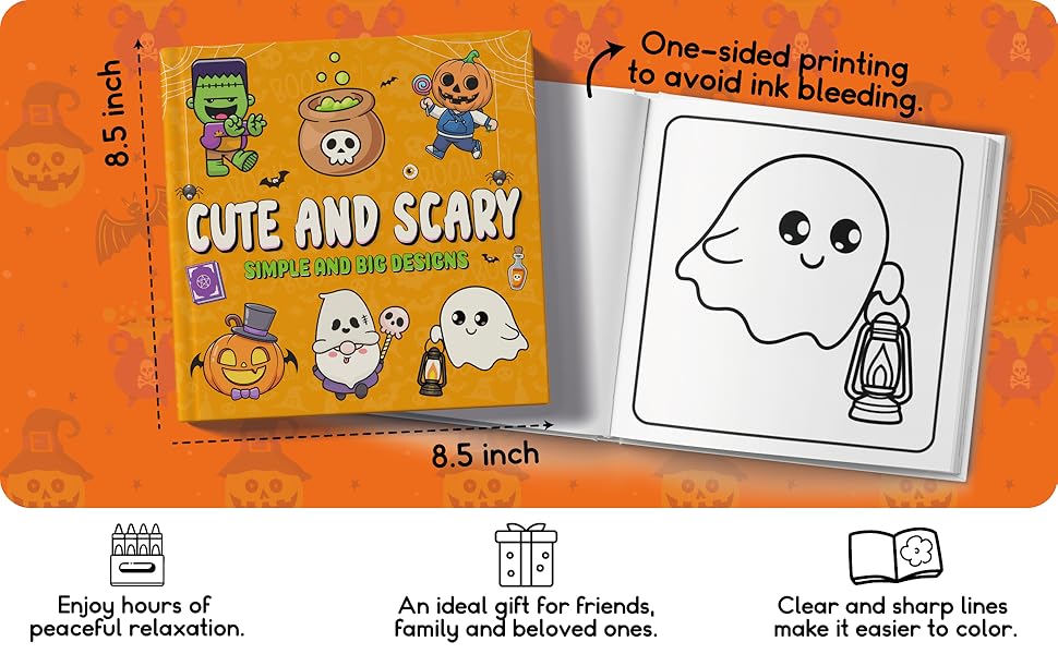 Amazon.com: Bold and Easy, Cute and Scary, Easy Halloween Coloring Book ...
