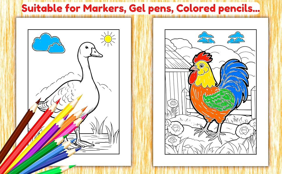 Farm Animals Coloring Book For Kids: 50 Beautiful Coloring Pages with ...