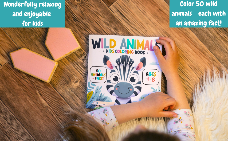 Wild Animals Coloring Book for Kids Ages 4-8: Cute Drawings of 50 ...