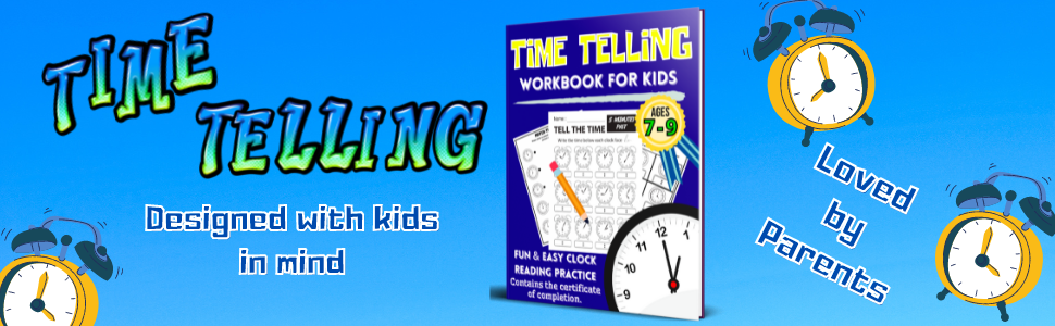 Time Telling Workbook for Kids Ages 7-9 | Fun & Easy Clock Reading ...