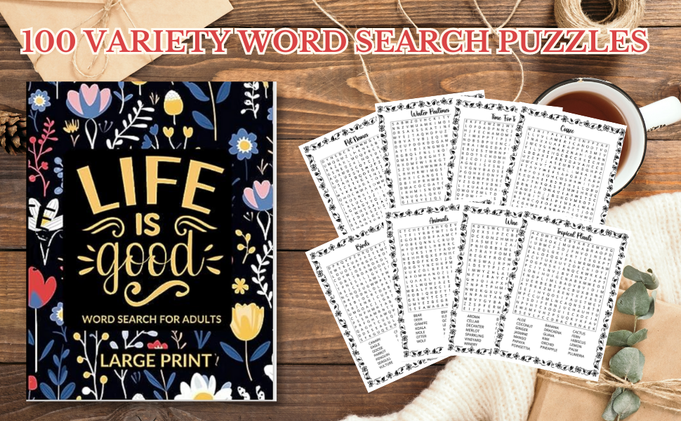 Life is Good Large Print Word Search for Adults: Word Search Puzzle for Adults Teens and Seniors ...