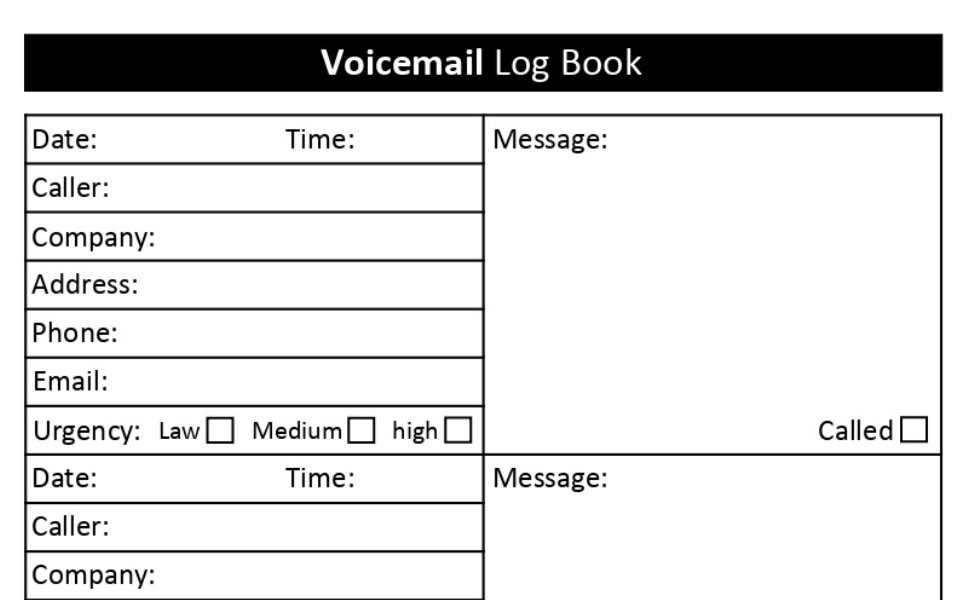 Amazon.com: Voicemail Log Book: Phone Call and Voicemail Recording Log ...