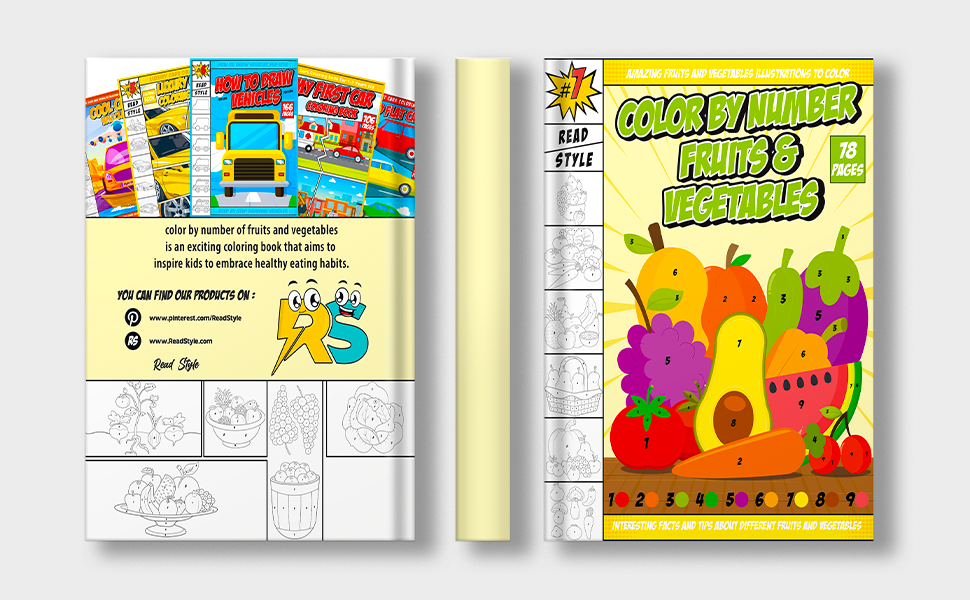 Amazon.com: color by number of fruits and vegetables: a coloring book ...