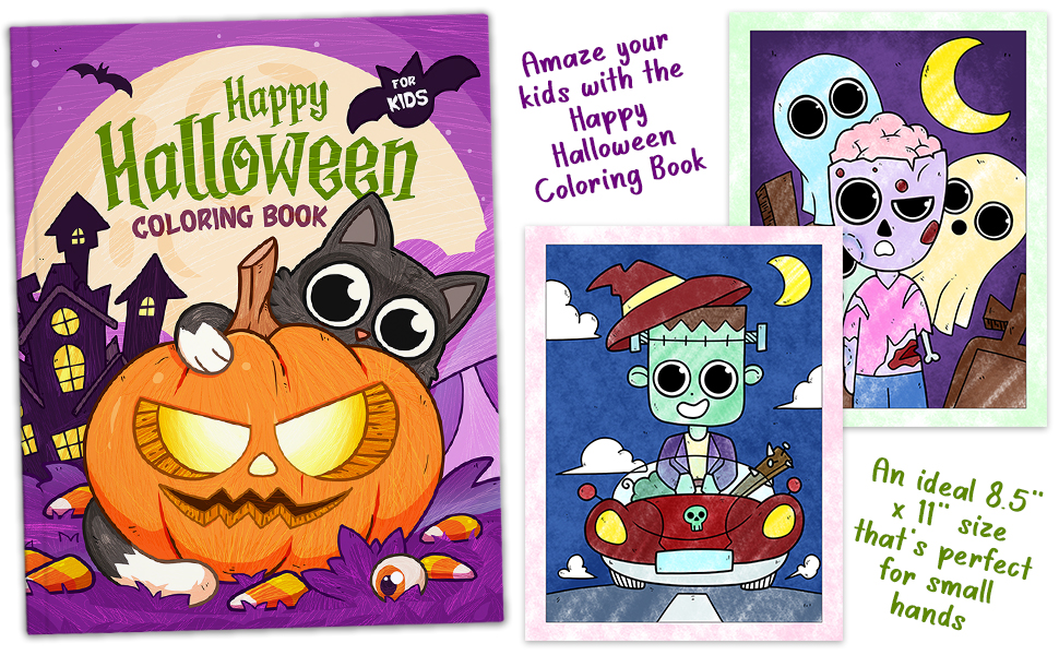 Happy Halloween: Coloring Book with Cute Spooky Ghosts, Witches ...