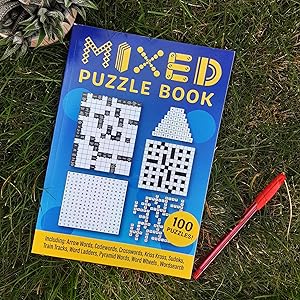Mixed Puzzle Book: Puzzle book for adults featuring big arrowwords, crossword, kriss kross ...